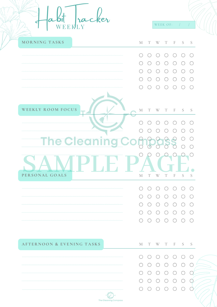 Weekly Cleaning Habit Tracker - The Cleaning Compass